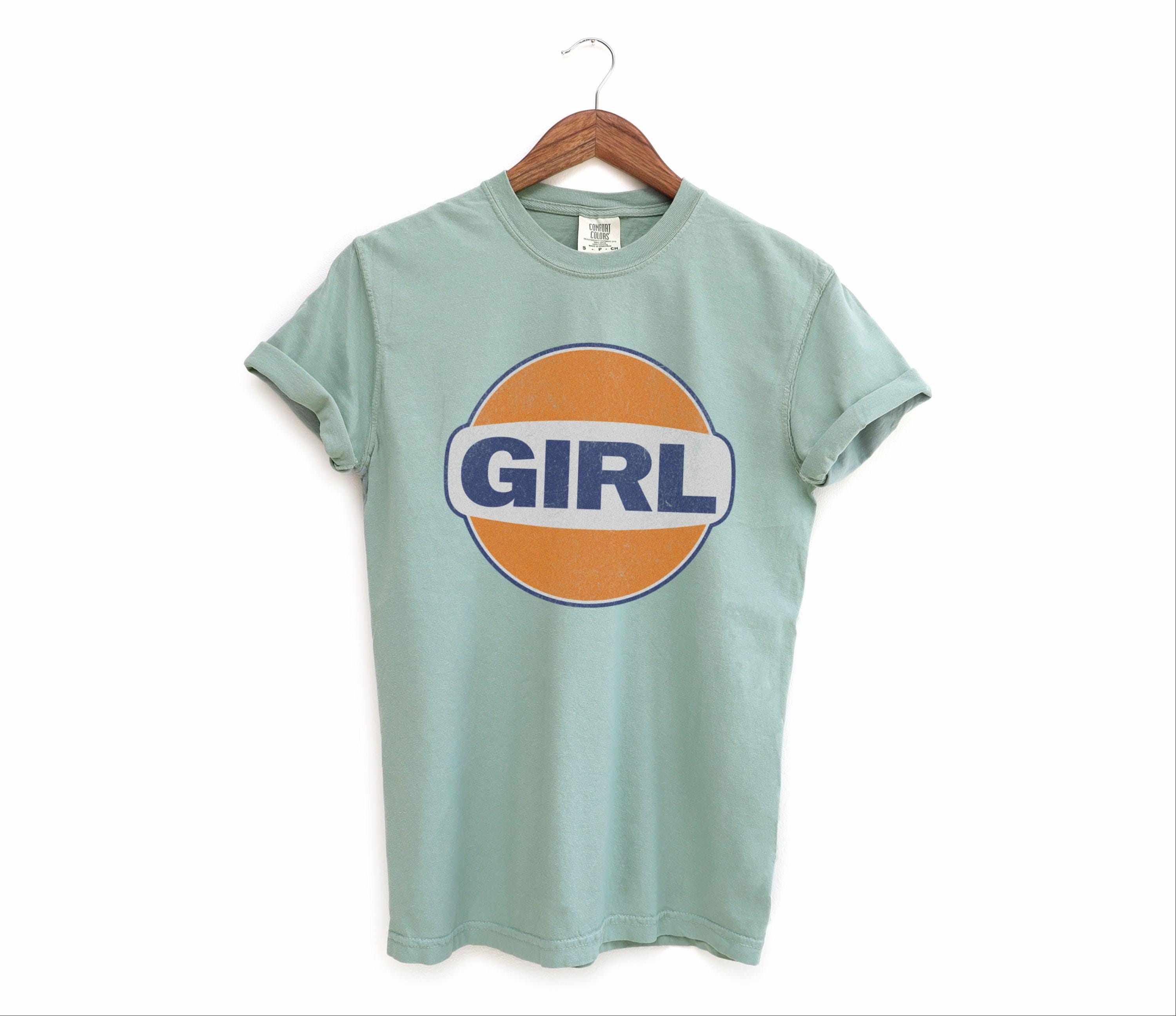 GIRL T-shirt, Retro T-shirt, Gulf Gas Station Logo, Pamela Anderson ...