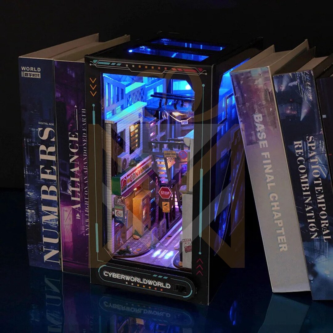 Cyberrpunk World Book Nook Kit-3d Book Nook-wooden Book Nook Shelf ...