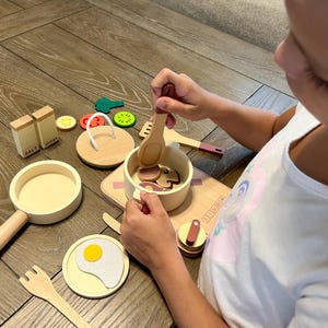 Personalized Wooden Play Kitchen Set for Kids–montessori Toy Dishes ...