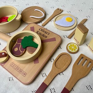 Personalized Wooden Play Kitchen Set for Kids–montessori Toy Dishes ...