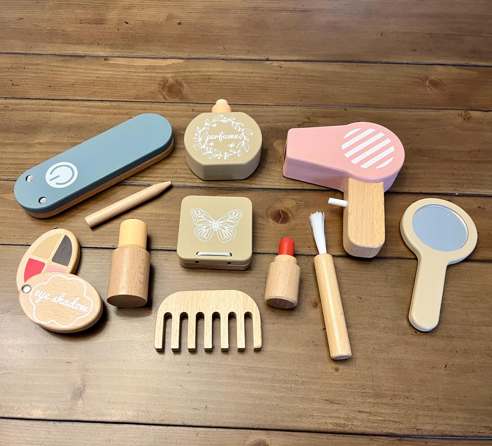 Personalized Wooden Makeup Toy Set With Engraved Name-wooden Lipstick ...