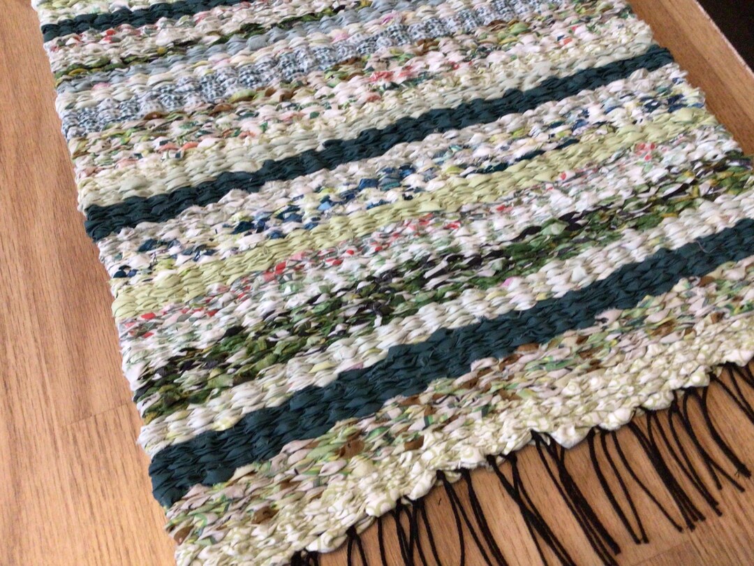 Green Peg Loom Rag Rug ‘spring Garden’ - Etsy UK