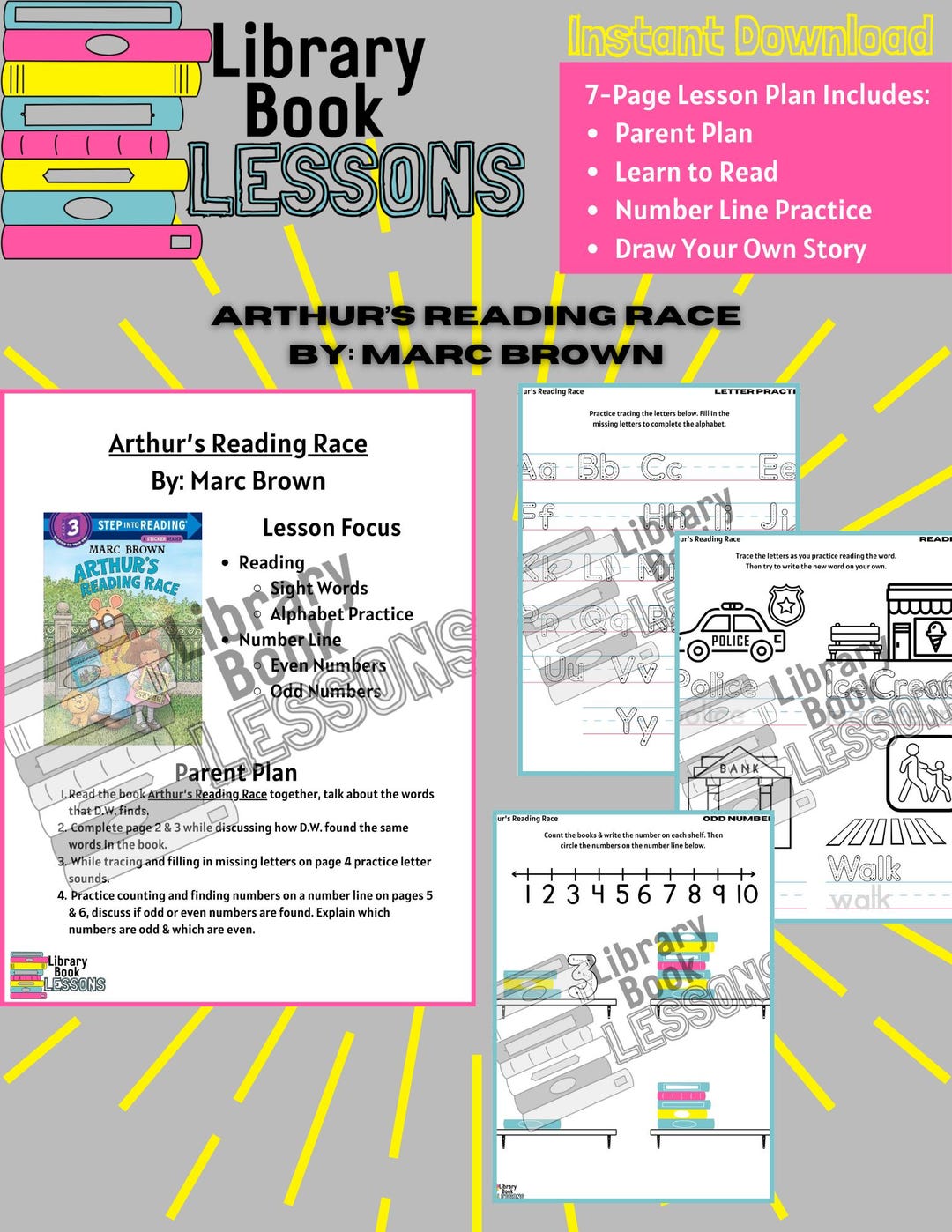Toddler / Preschool Lesson Plan Worksheet Companion to Arthur's Reading ...