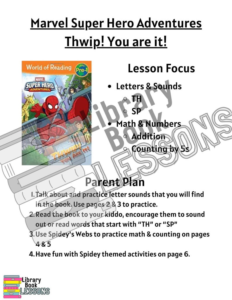 Toddler/preschool Lesson Plan Worksheet for Marvel Super Hero ...