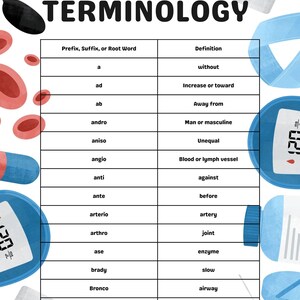 Medical Terminology Cheat Sheet-digital - Etsy