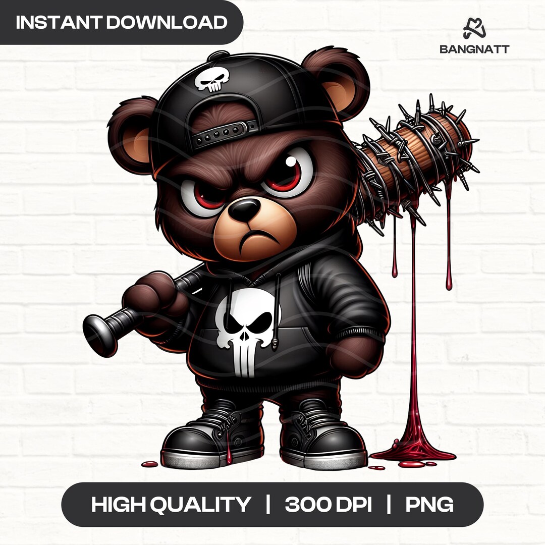 Teddy Bear PNG, Angry Teddy Bear, Baseball Teddy Bear, Punisher Png ...