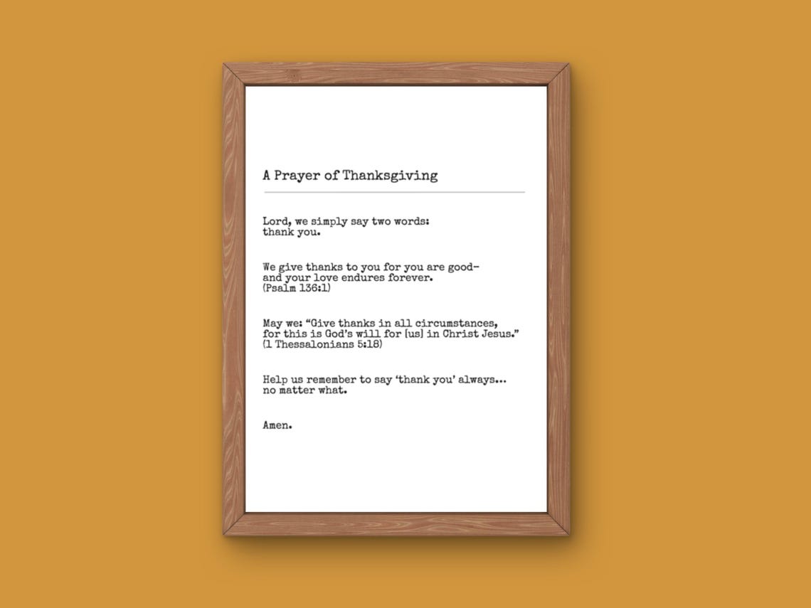 Printable Prayer for Thanksgiving - Etsy