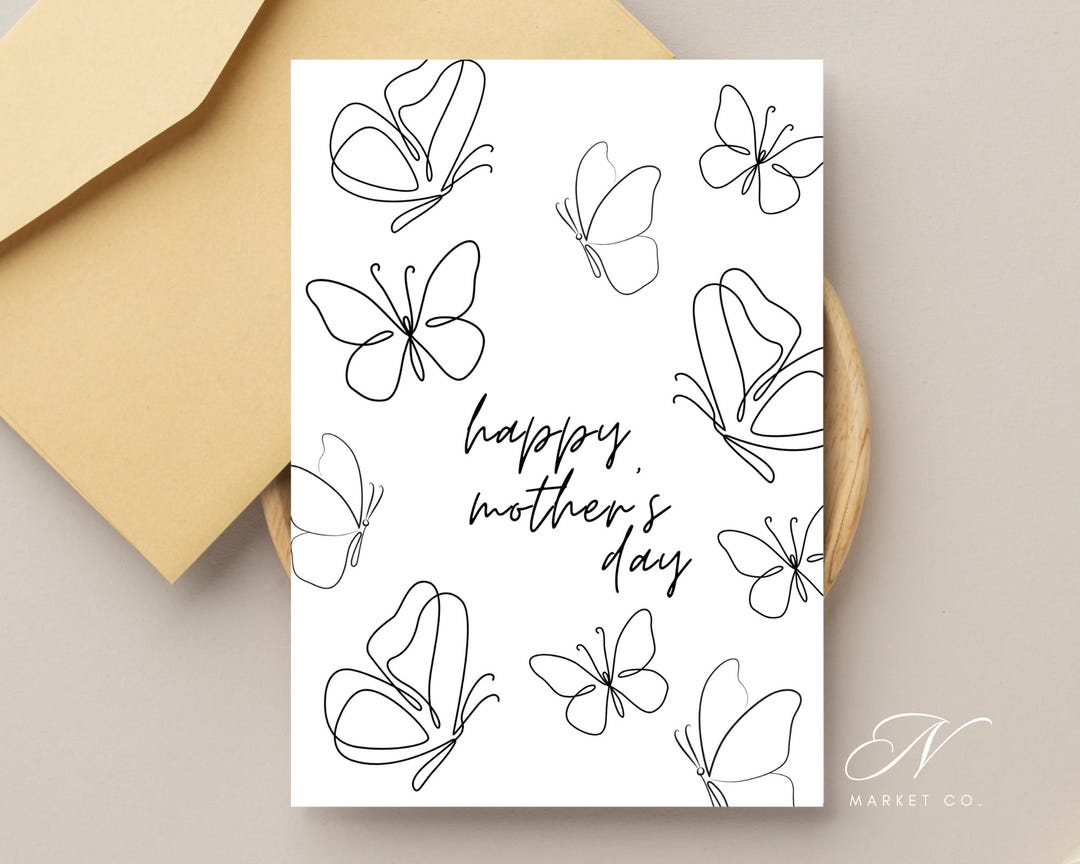 Mother’s Day Coloring Card for Kids, Fun Printable Butterfly Design ...