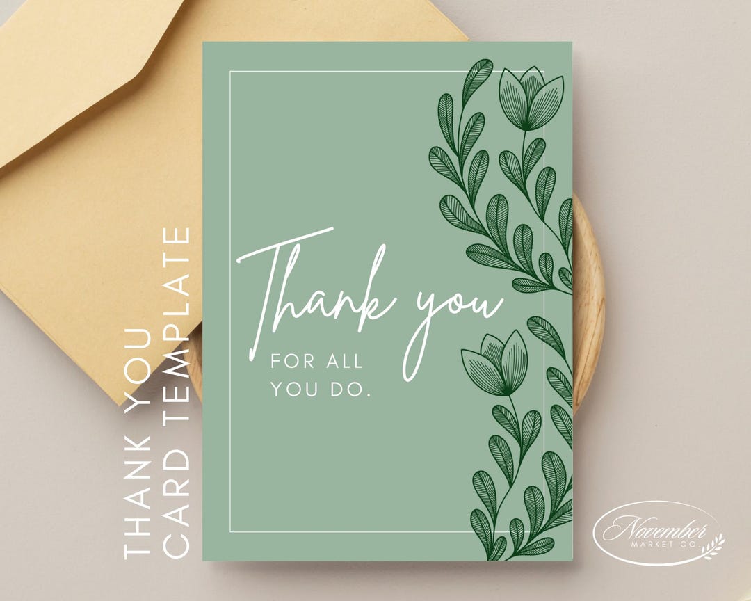 Garden-themed Flower Vine Thank You Card | Gardener Florist Teacher ...
