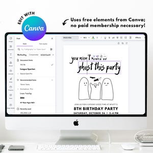 Spooky Ghost Birthday Party Invitation | Minimalist Ghost Party Invite ...