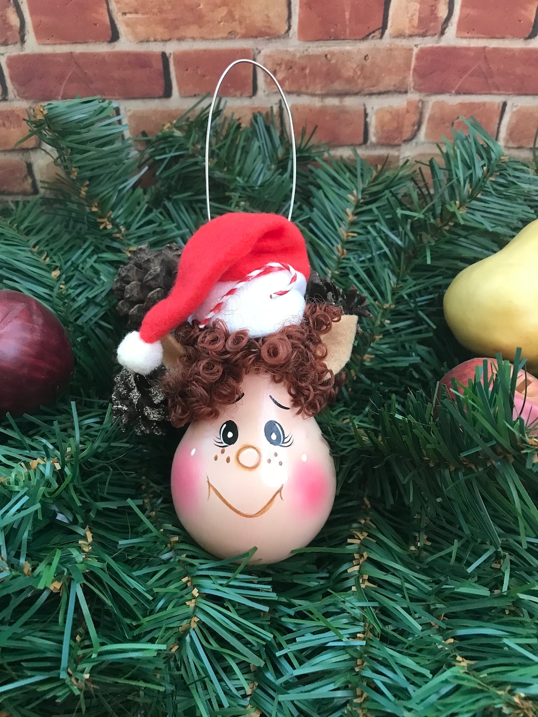 Elf Girl Ornament. Hand Painted Elf. Christmas Ornament Handmade. Elf ...