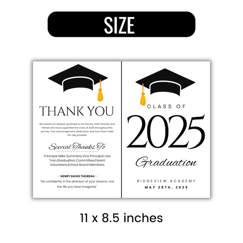 2025 Graduation Program Template, Editable 2025 Ceremony Card, Class of ...