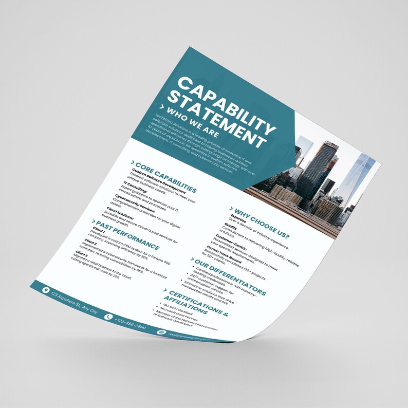Capability Statement Template Canva, Corporate Flyer, Editable Business ...