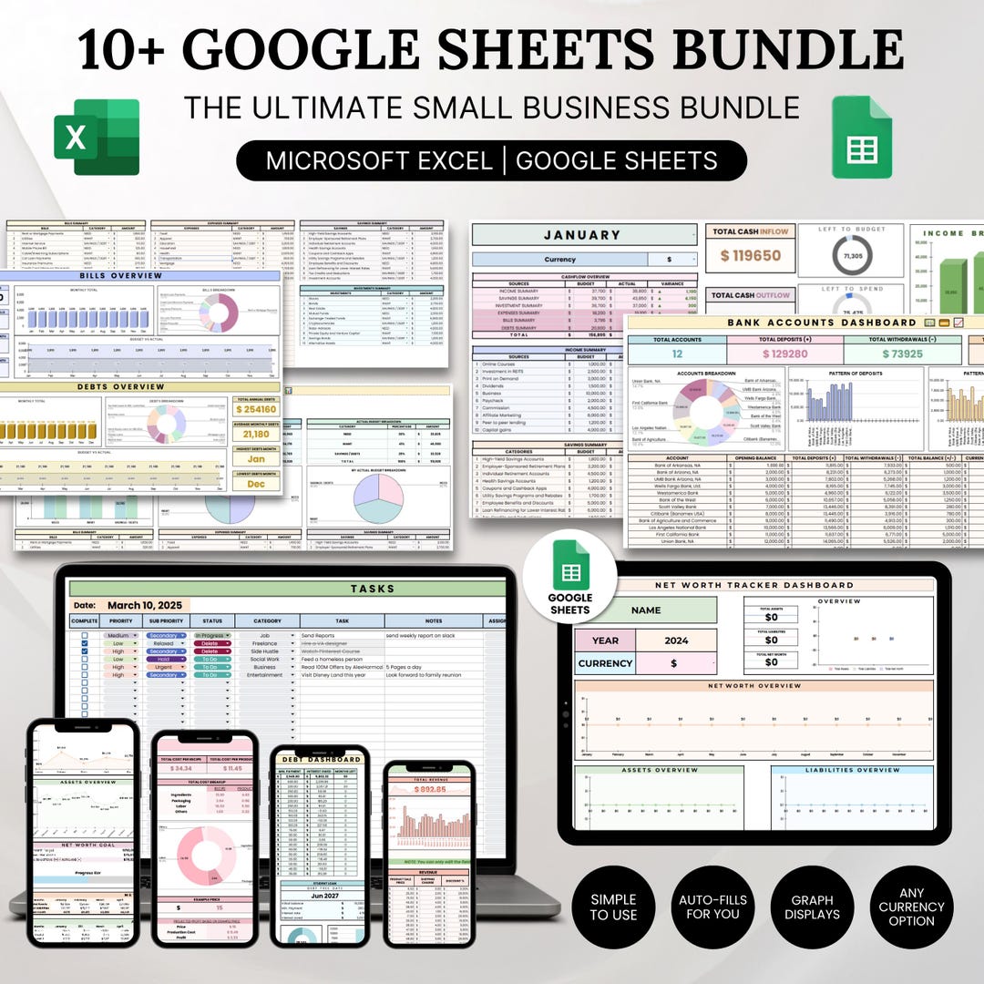 Google Sheets Business Bundle Templates, Task Tracker,monthly Budget ...