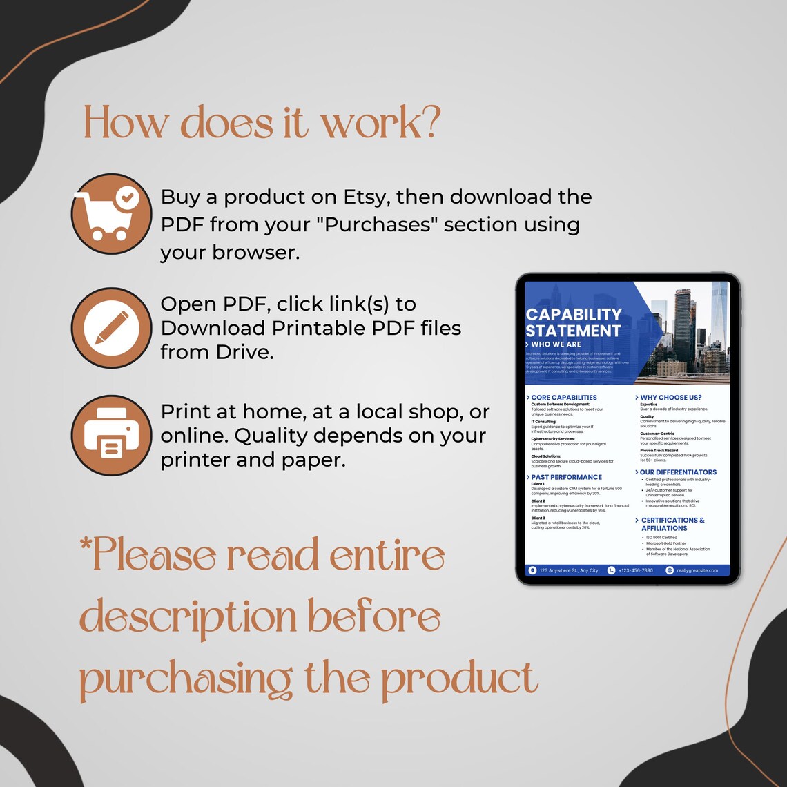Capability Statement Template Canva, Corporate Flyer, Editable Business ...