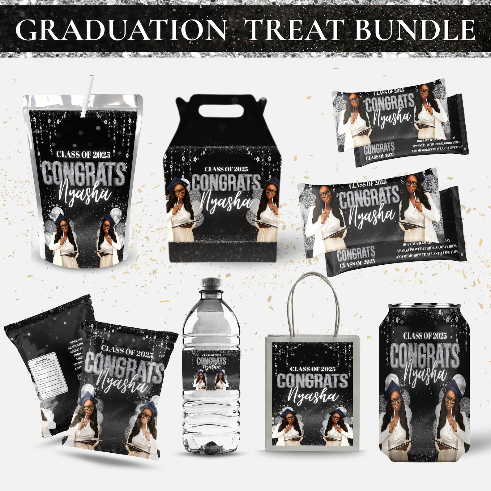 Graduation Party Favor Bundle, Graduation Chip Bag Canva Template ...