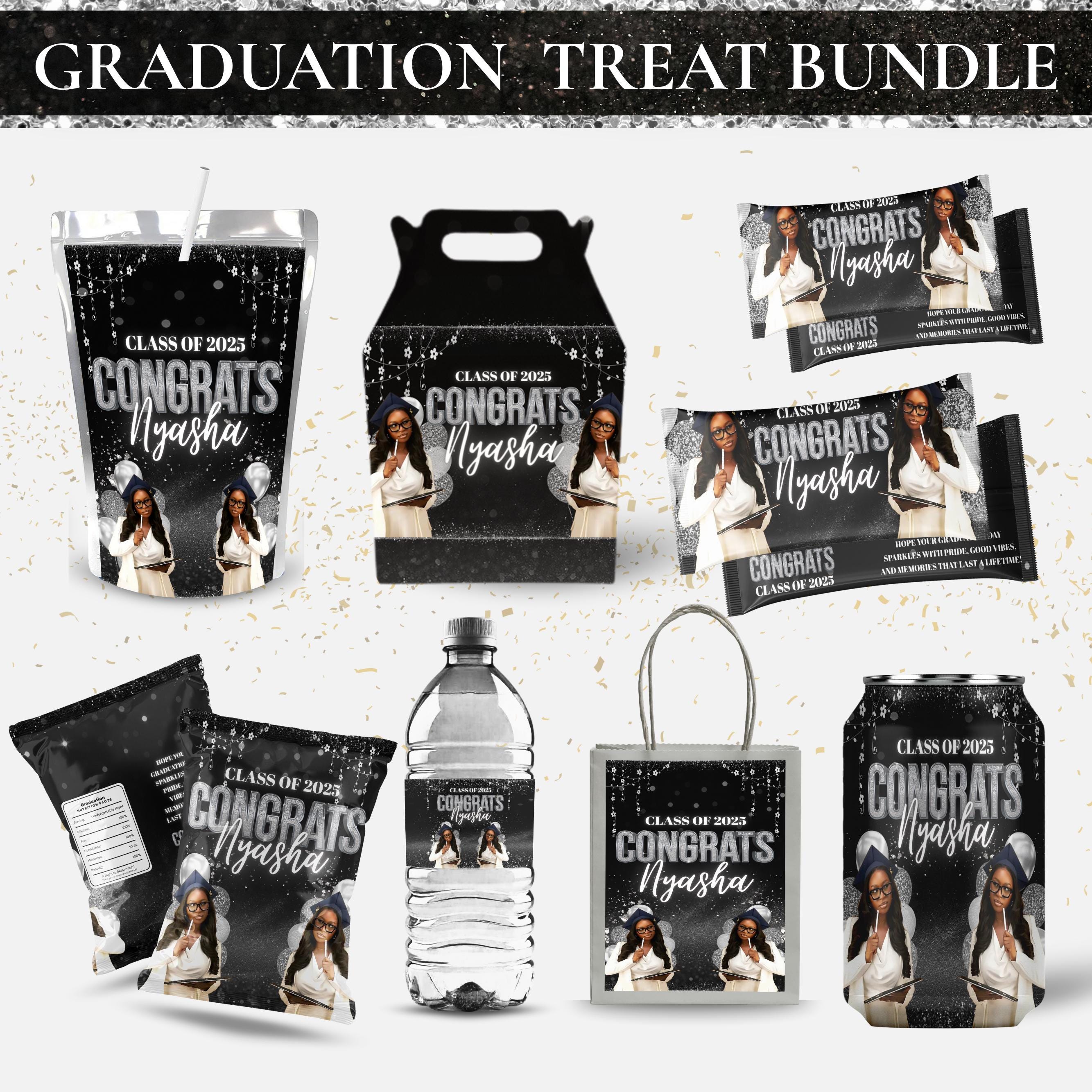 Senior Graduation Party Favor Bundle, Personalized Black & Silver ...