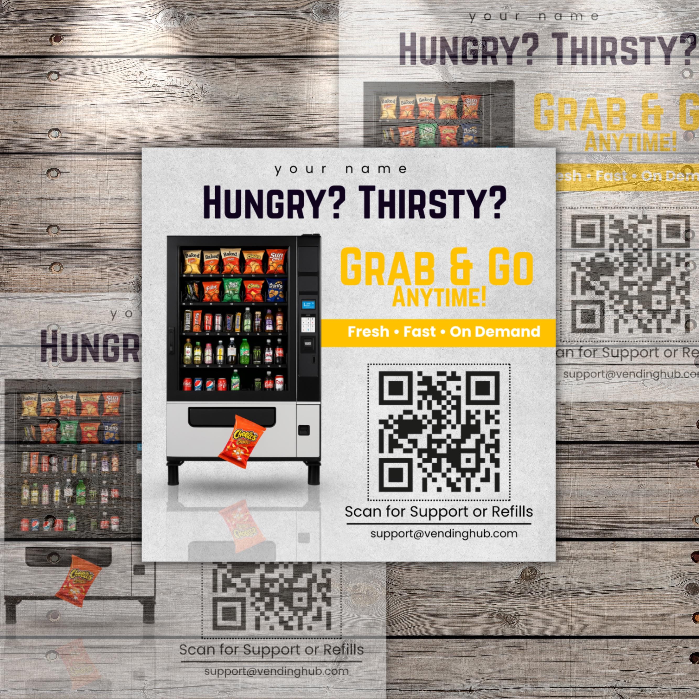 Editable Vending Machine Business Sticker Template, Customize Name ...