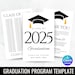 2025 Graduation Program Template, Editable 2025 Ceremony Card, Class of ...