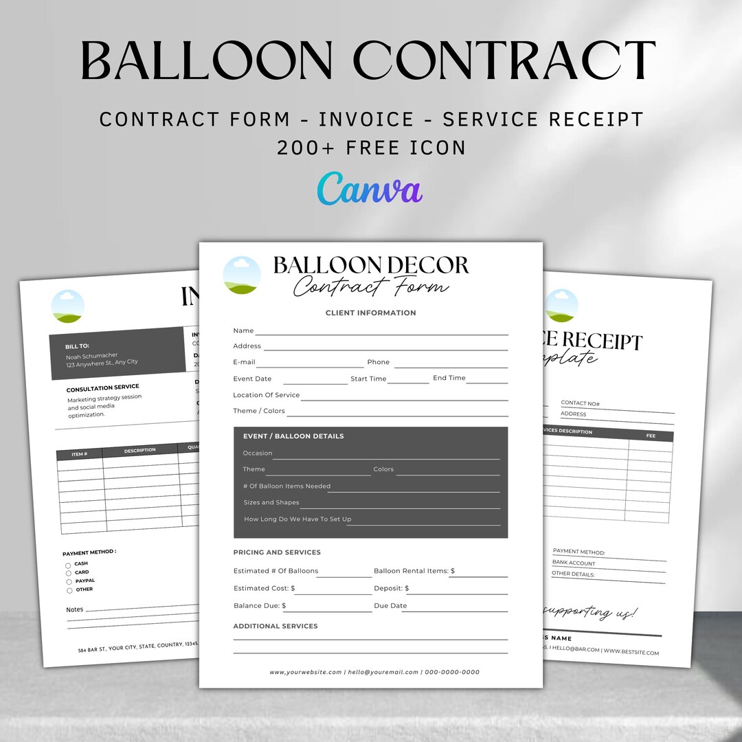 Editable Balloon Decor Contract Template, Balloon Decoration Service ...