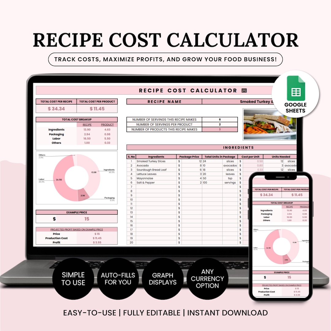 Recipe Cost and Pricing Calculator, Recipe Cost Calculator Google ...