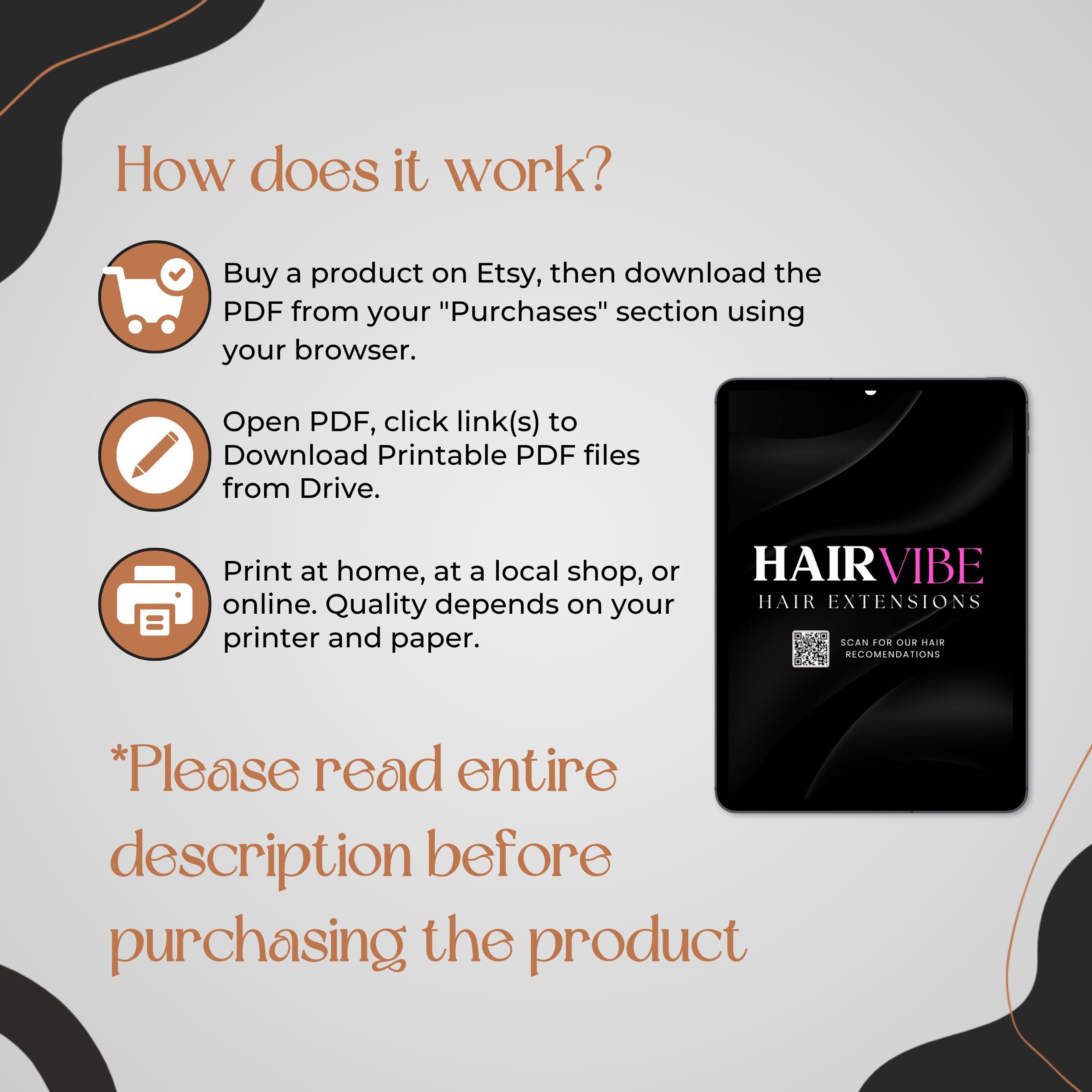 Hair Tag, Editable Hair Hang Tag Template, DIY Wig Label, Hair Business ...