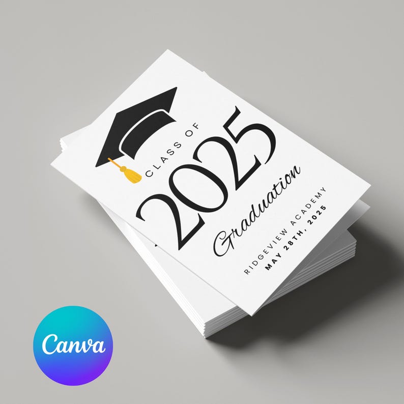 2025 Graduation Program Template, Editable 2025 Ceremony Card, Class of ...