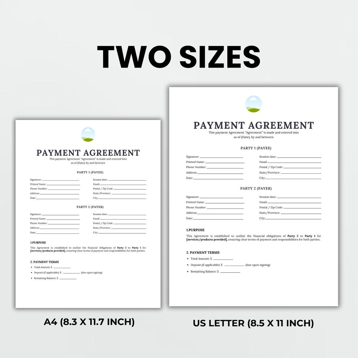 Payment Agreement Contract Template, Agreement Template, Payment ...