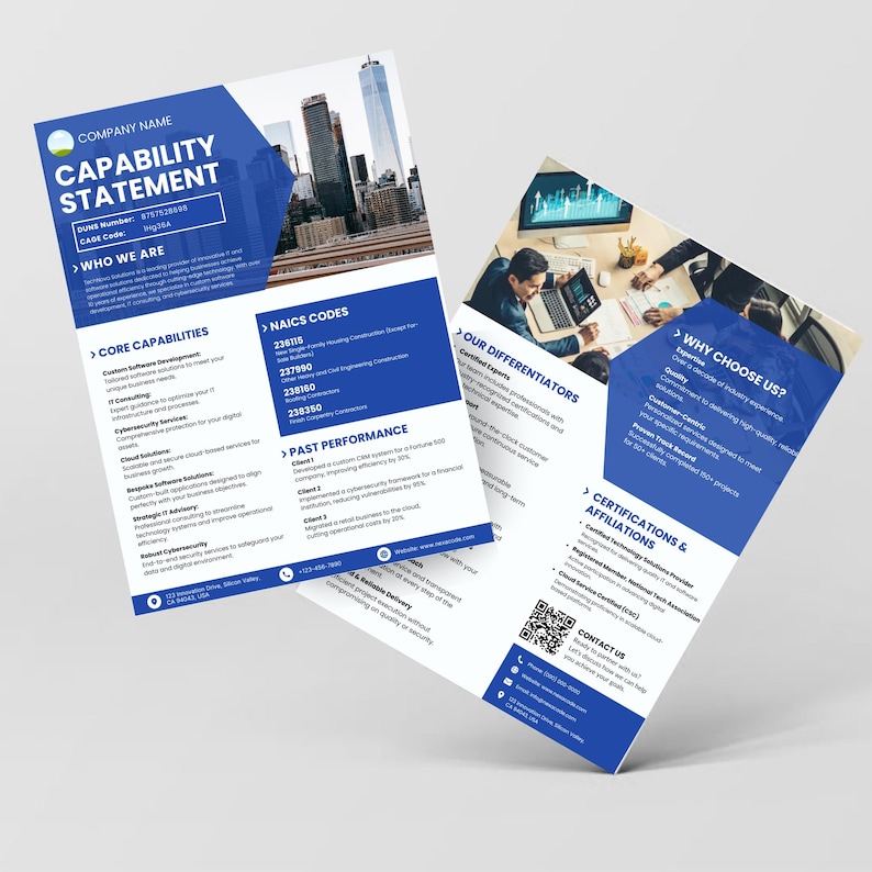 Capability Statement Template Canva, Corporate Flyer, Editable Business Capability Statement ...