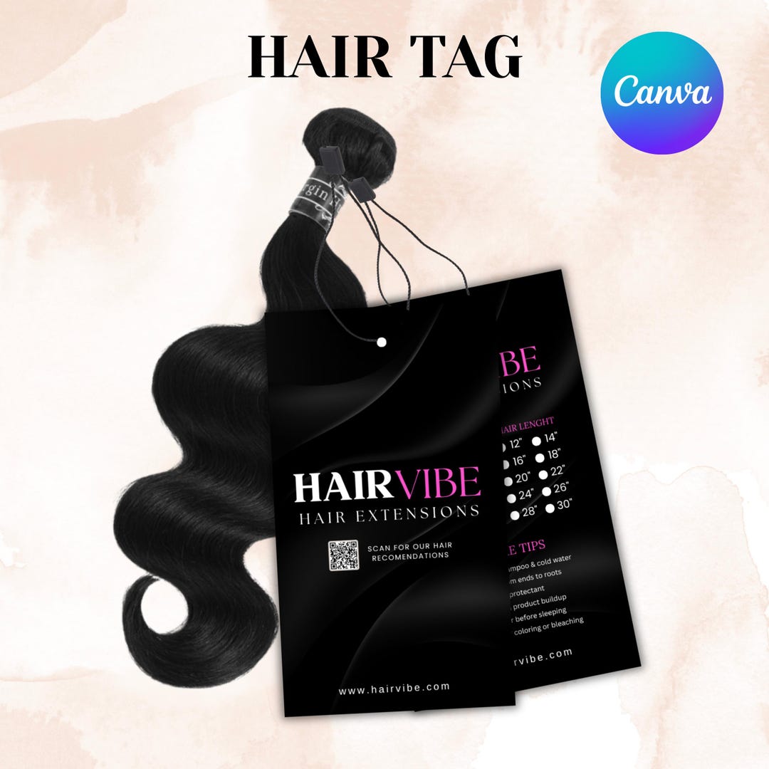 Hair Hang Tag Template, Editable Hair Tag, DIY Hair Hang Tag Design ...