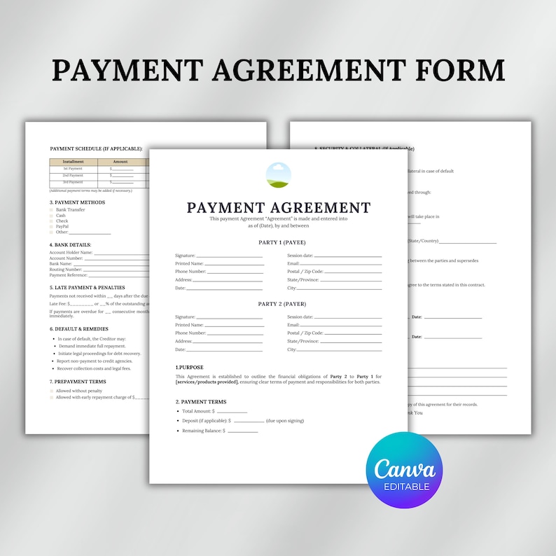 Payment Agreement Contract Template, Agreement Template, Payment ...