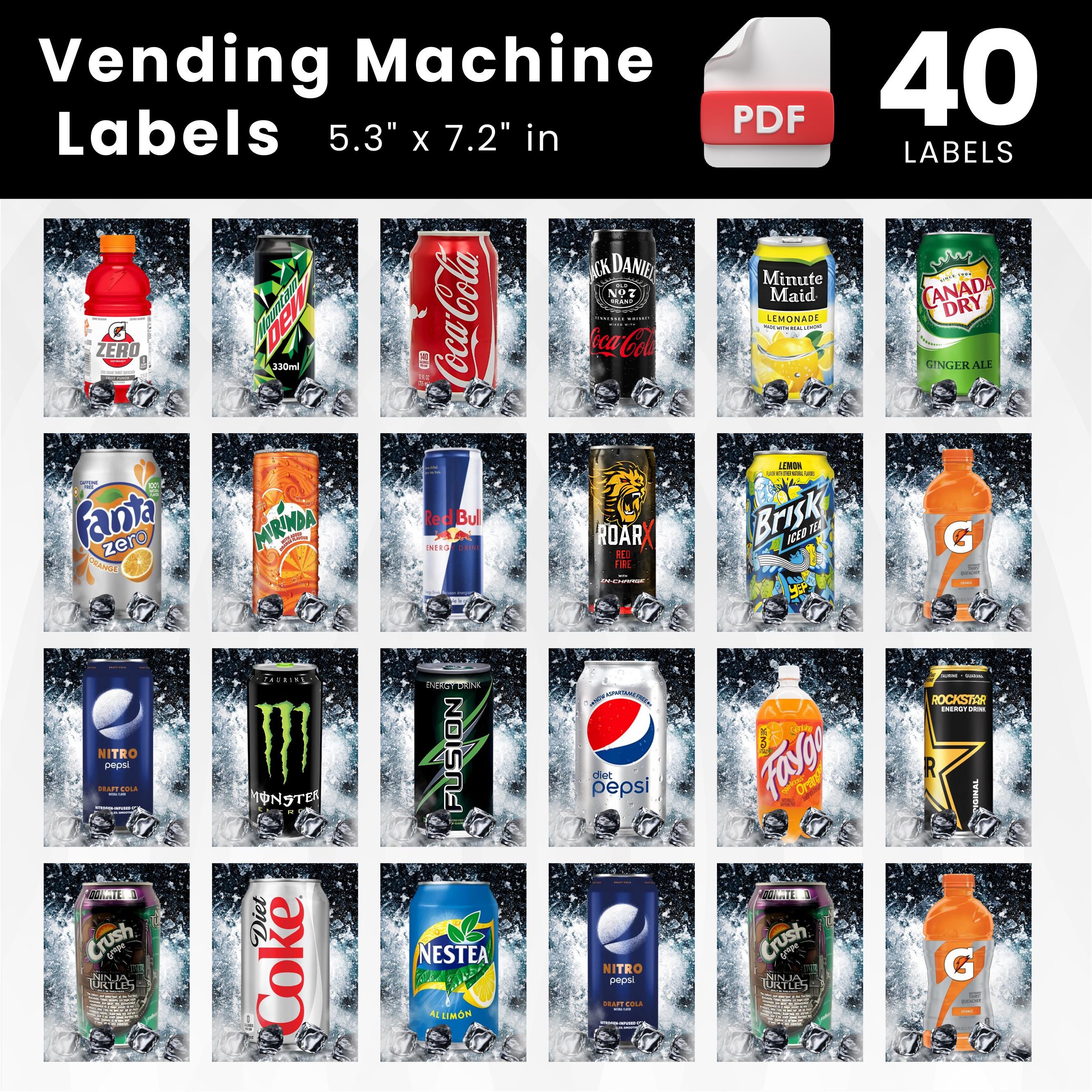 40 HVV Vending Machine Label, High Quality Labels, Soda Pop Label, Soft ...