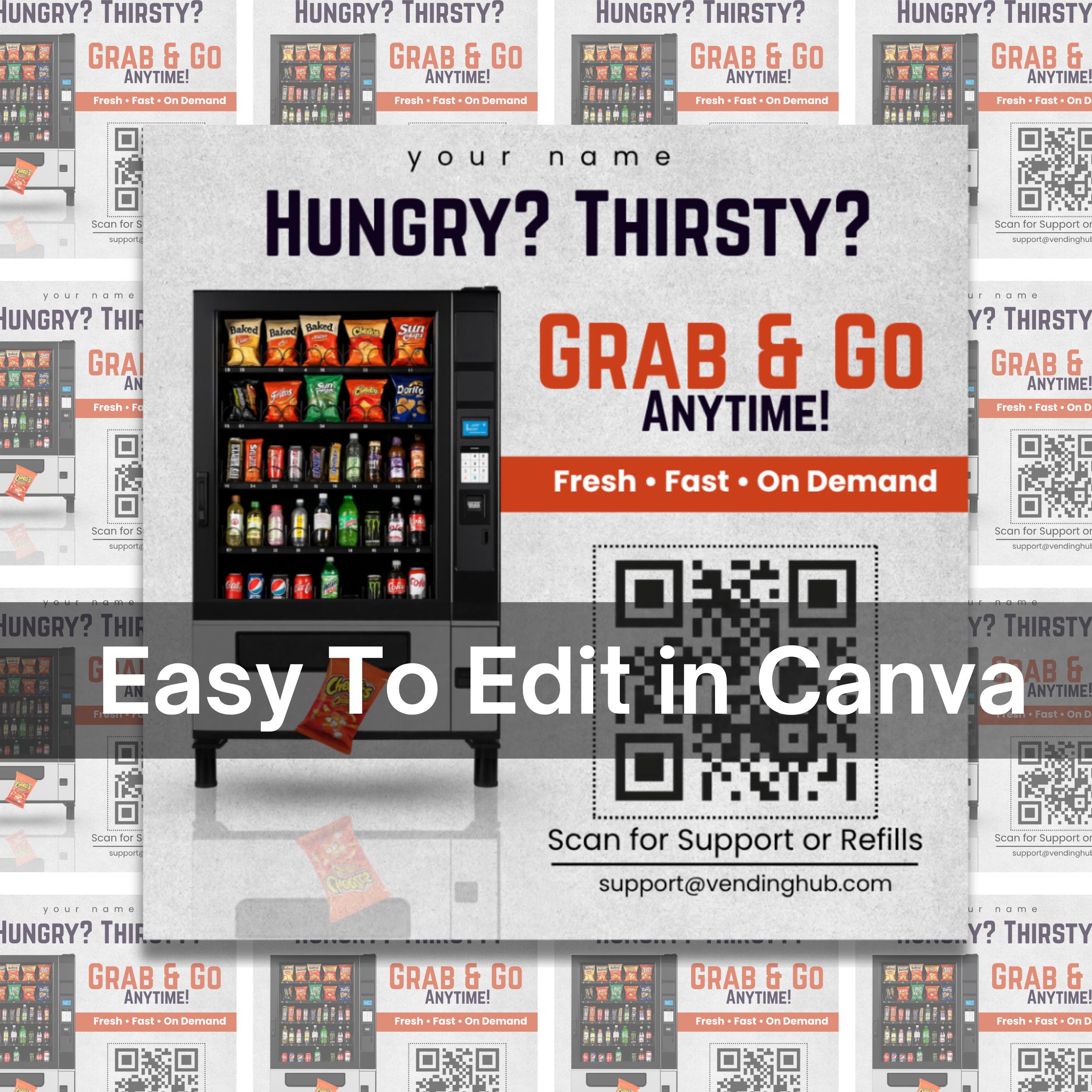 Editable Vending Machine Business Sticker Template, Customize Name ...