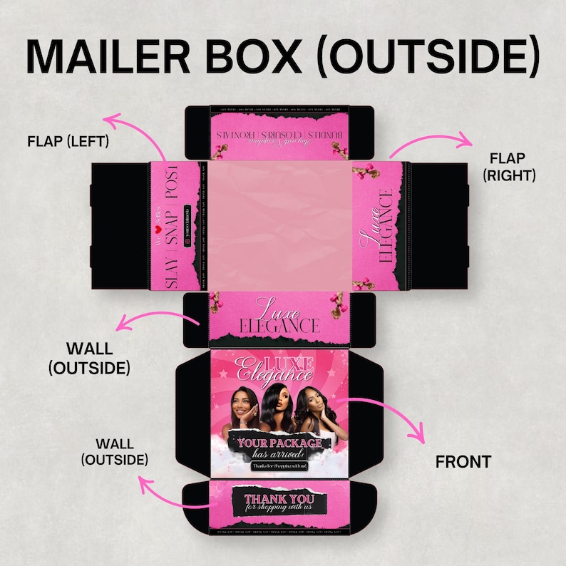 Wig Mailer Box Design, Premade Custom Box Design, Lace Front Box ...