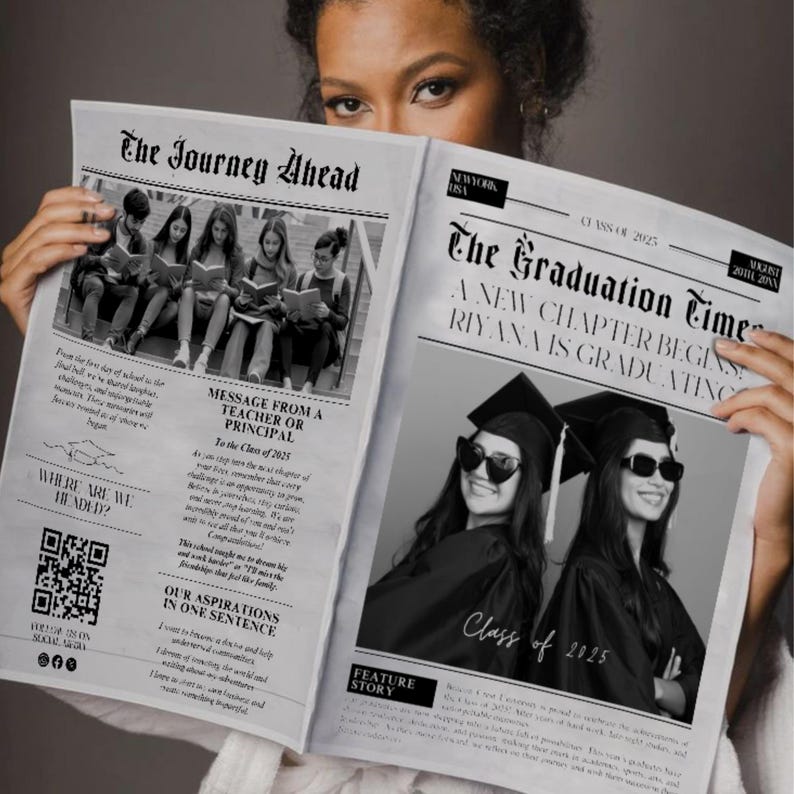 Graduation Newspaper Template, Photo 2025 Grad Newspaper Template,large ...