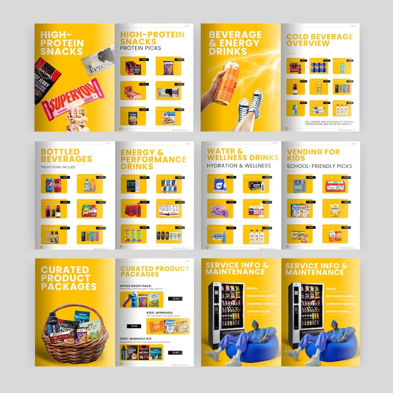 Editable Vending Machine Products Catalog, Vending Drinks Catalog ...