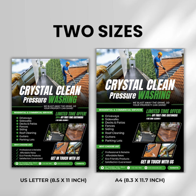 Editable Pressure Washing Flyer Canva Template, Trash Bin Cleaning ...