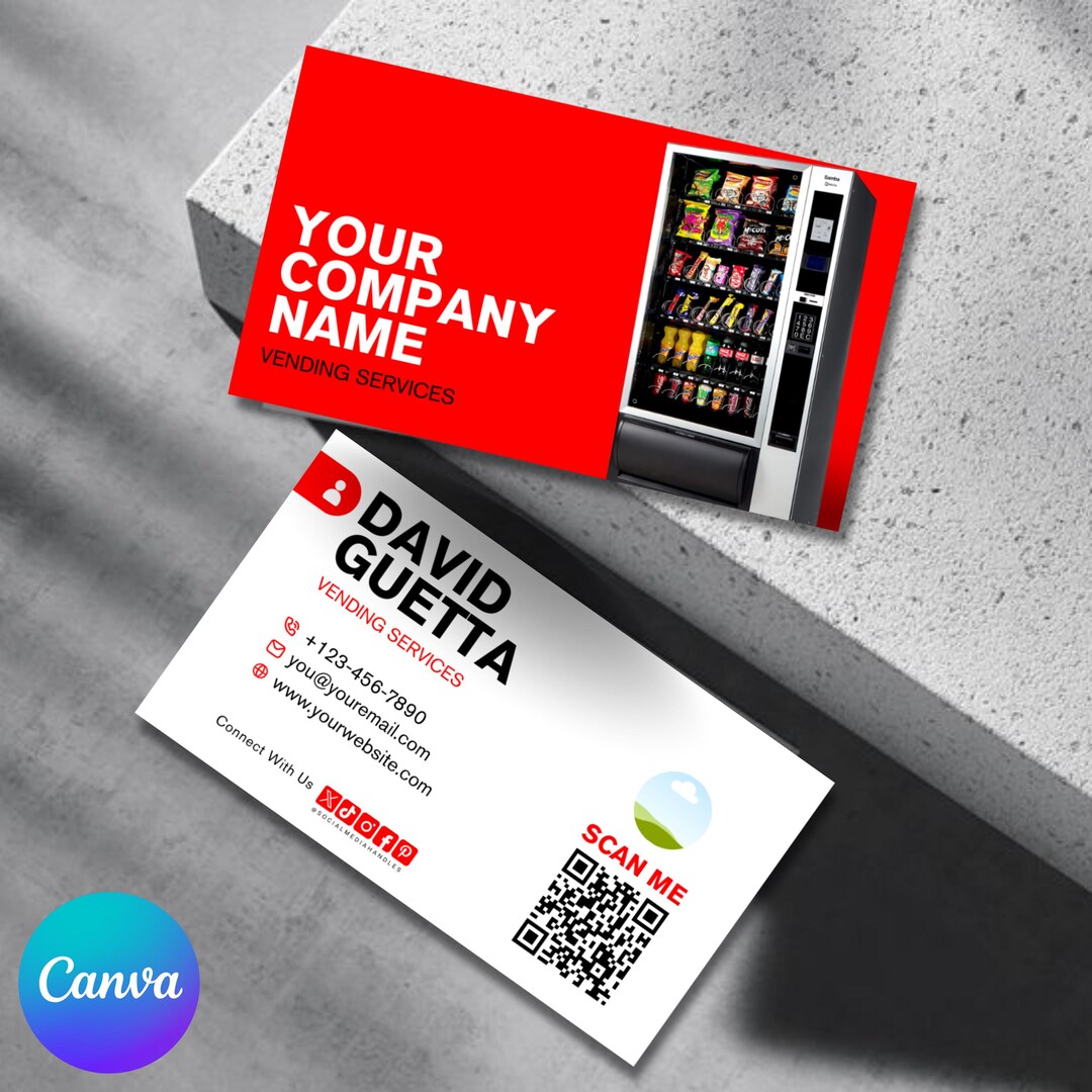 Editable Vending Machine Business Card, Vending Services Card Template ...