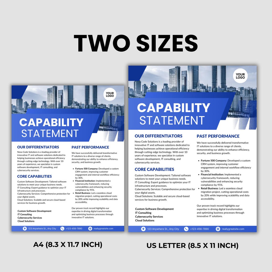 Capability Statement Template Canva, Corporate Flyer, Editable Business ...