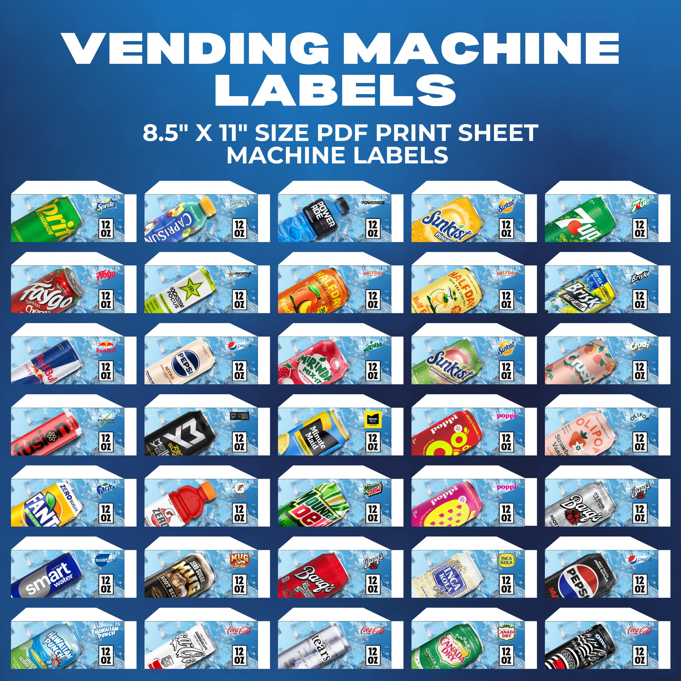 12oz Vending Machine Labels, High Quality Labels, Soda Pop Label, Soft ...