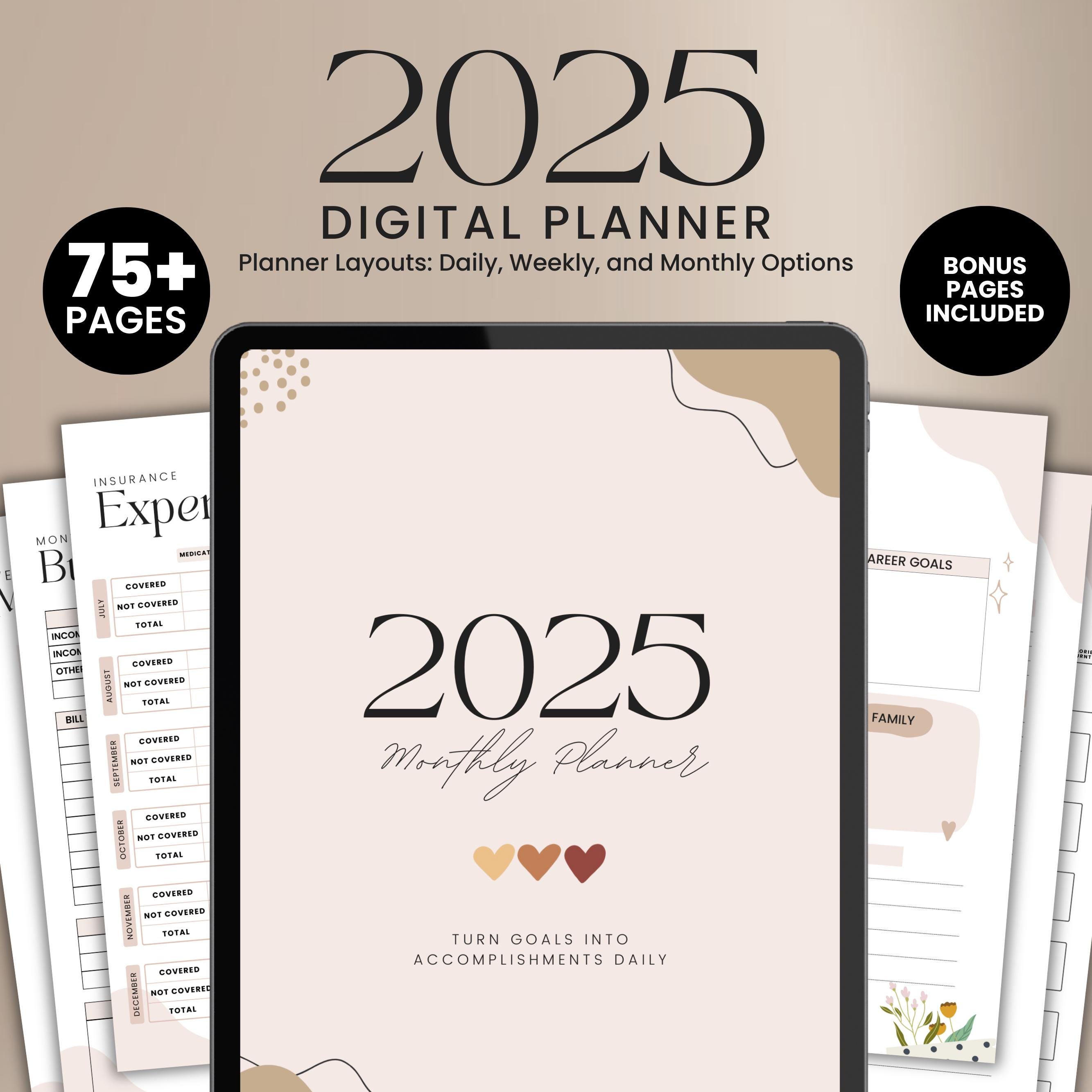 Printable 2025 Digital Planner, Daily, Weekly, Monthly Planner Template ...