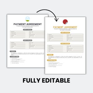 Payment Agreement Contract Template, Agreement Template, Payment ...