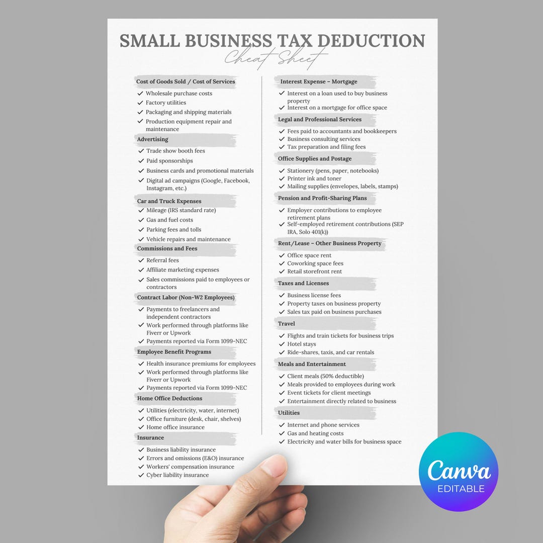 Tax Deduction Sheets, Business Tax Deductions,tax Deduction Tracker ...