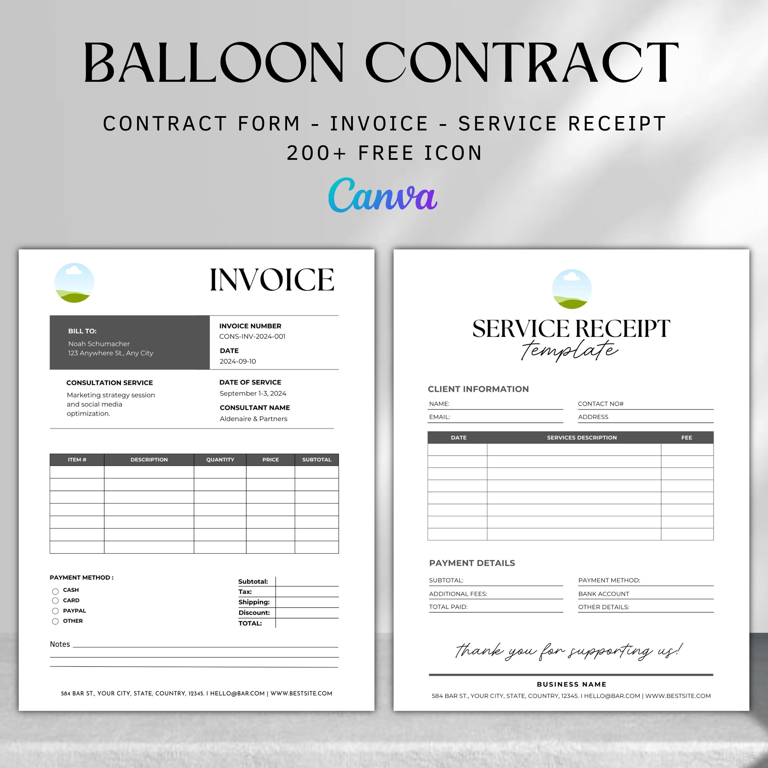 Editable Balloon Decor Contract Template, Balloon Decoration Service ...