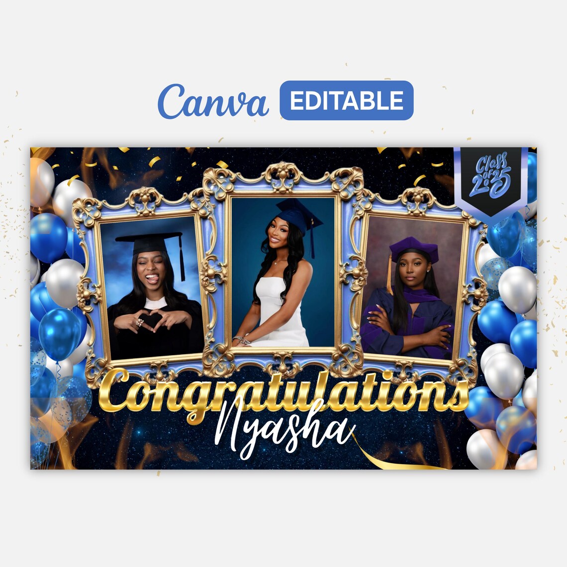 Graduation Backdrop Bundle, 4 Editable Graduate Backdrops, Canva Grad ...