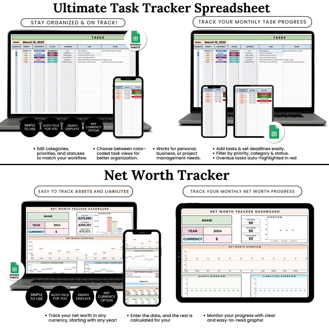 Google Sheets Business Bundle Templates, Task Tracker,monthly Budget ...
