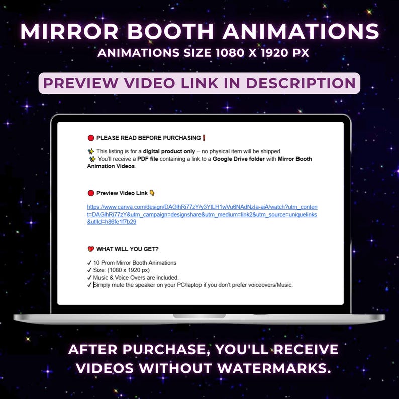 Mirror Booth Animations, Neon Purple Animations, Touch to Start ...