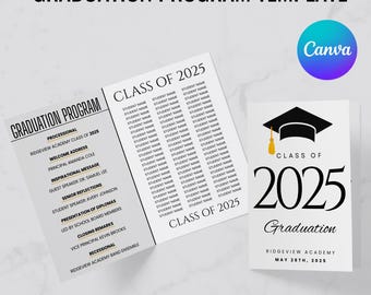 2025 Graduation Program Template, Editable 2025 Ceremony Card, Class of ...