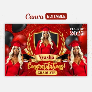Graduation Backdrop Bundle, 4 Editable Graduate Backdrops, Canva Grad ...