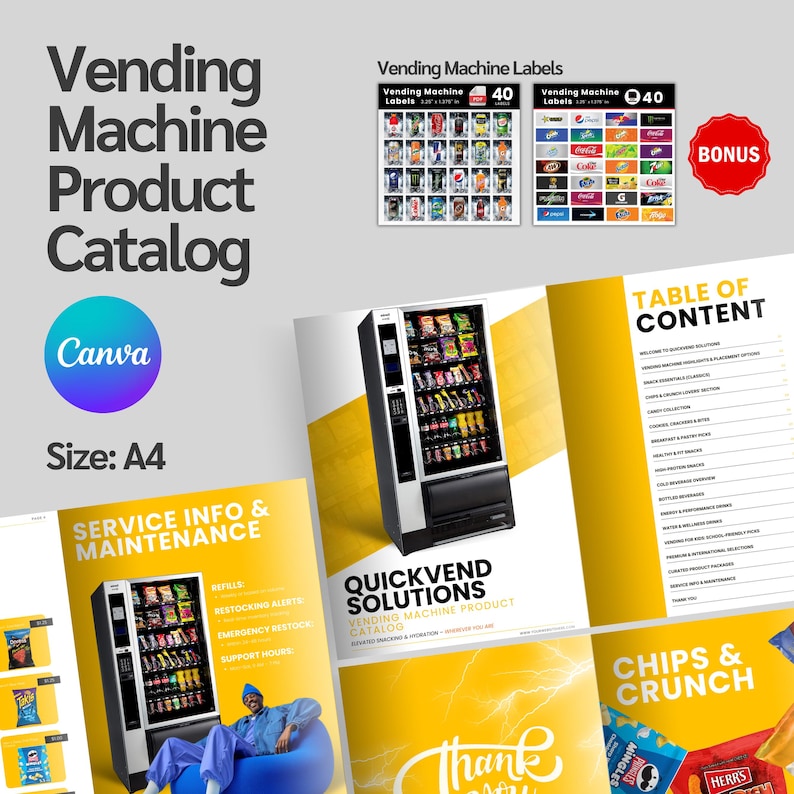 Editable Vending Machine Products Catalog, Vending Drinks Catalog ...